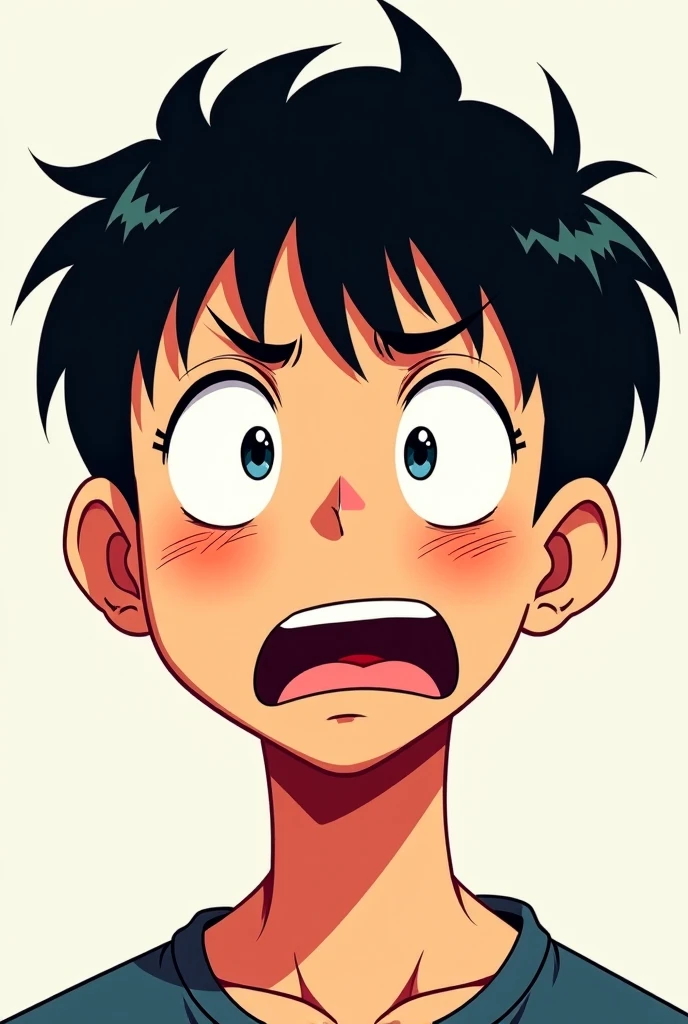 Make a shocked and unhappy face Japanese manga style boy manga theme ...