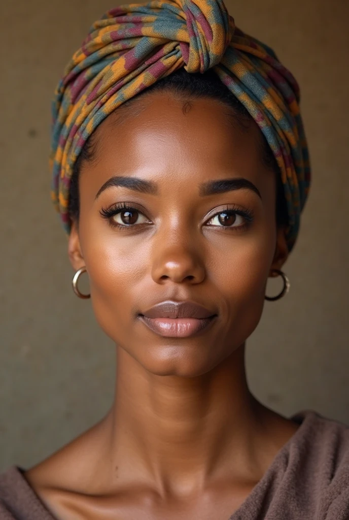 "A frontal portrait of a woman with distinctive, indigenous facial ...