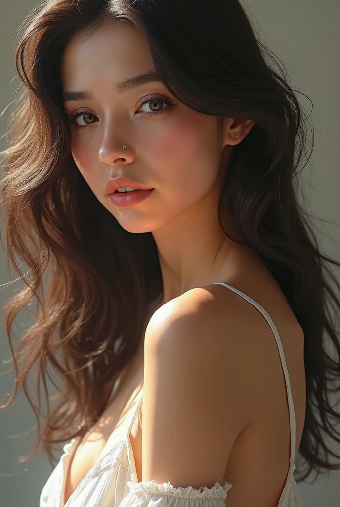 Brunette girl with well-marked necklines - SeaArt AI