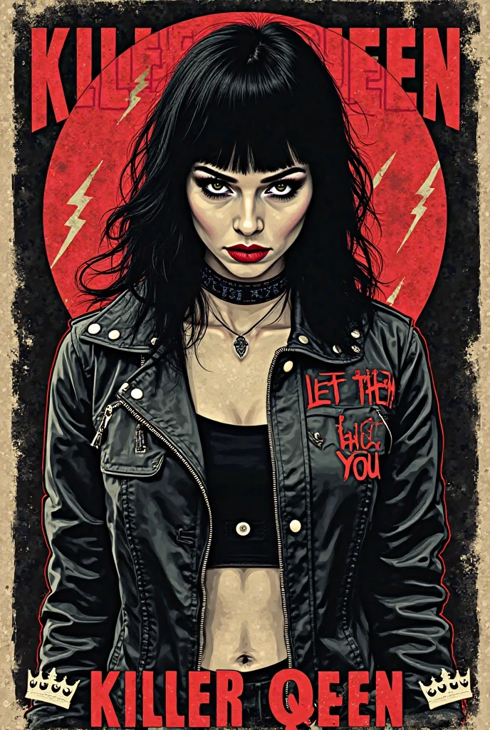 Create a striking poster featuring a bold, edgy female character ...