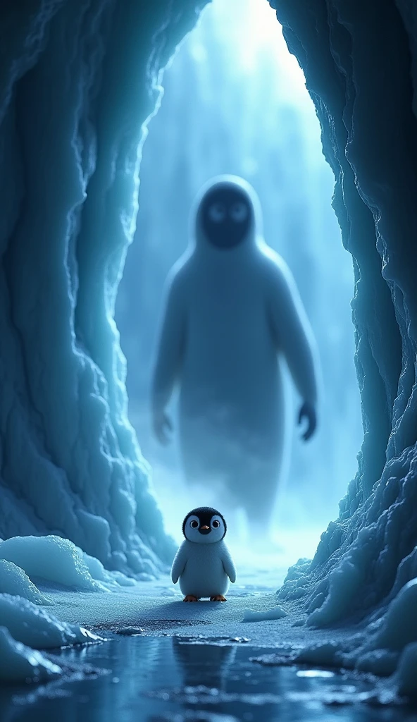 In the depths of the cave, a tiny, wide-eyed baby penguin named Pingo ...
