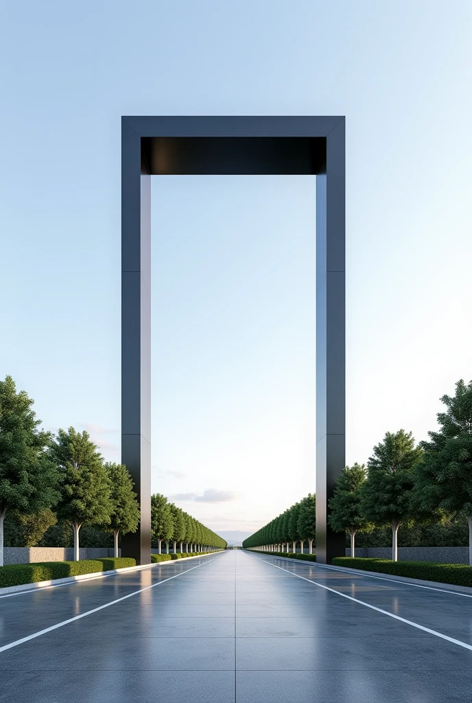 Modern architectural arch on a 30-meter-wide exit road - SeaArt AI
