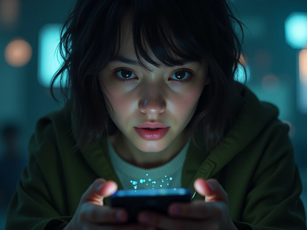 Portrait of cell phone addiction - SeaArt AI