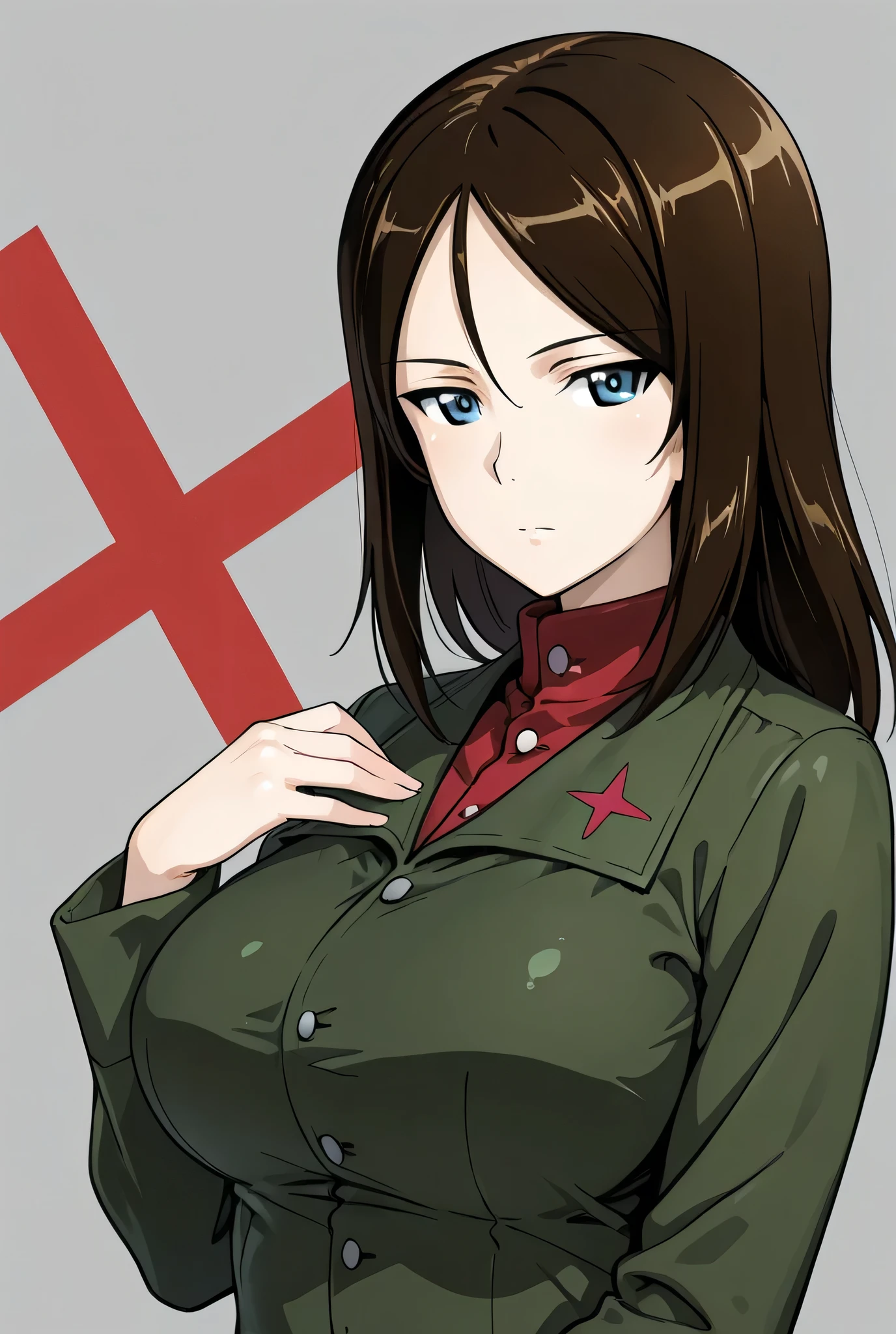 A close up of a person in a uniform with a cross on the back（nonna ...