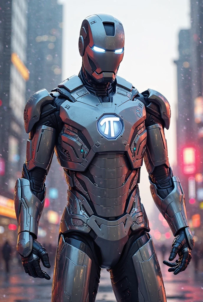 Iron man with pi logo - SeaArt AI