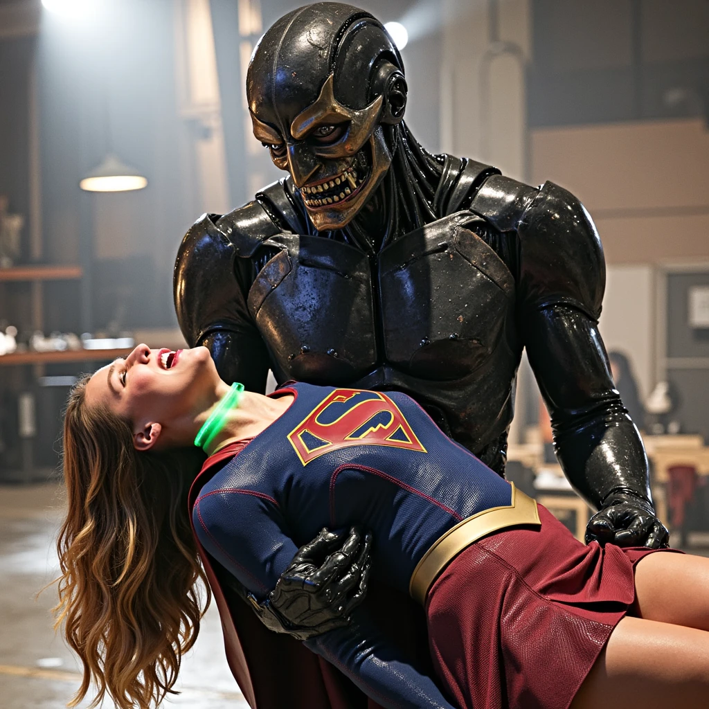 Melissa Benoist As Supergirl A Very Short Skirt Fighting With An