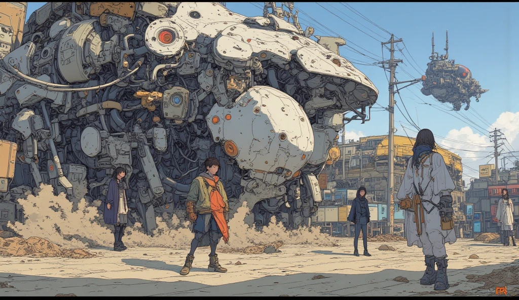 Anime characters run big machines with women, Yoshida Akihiko - SeaArt AI
