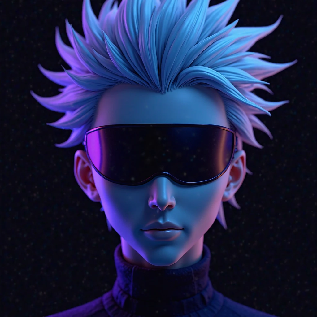 **"A high-detail 3D-rendered portrait of a mysterious anime-style ...