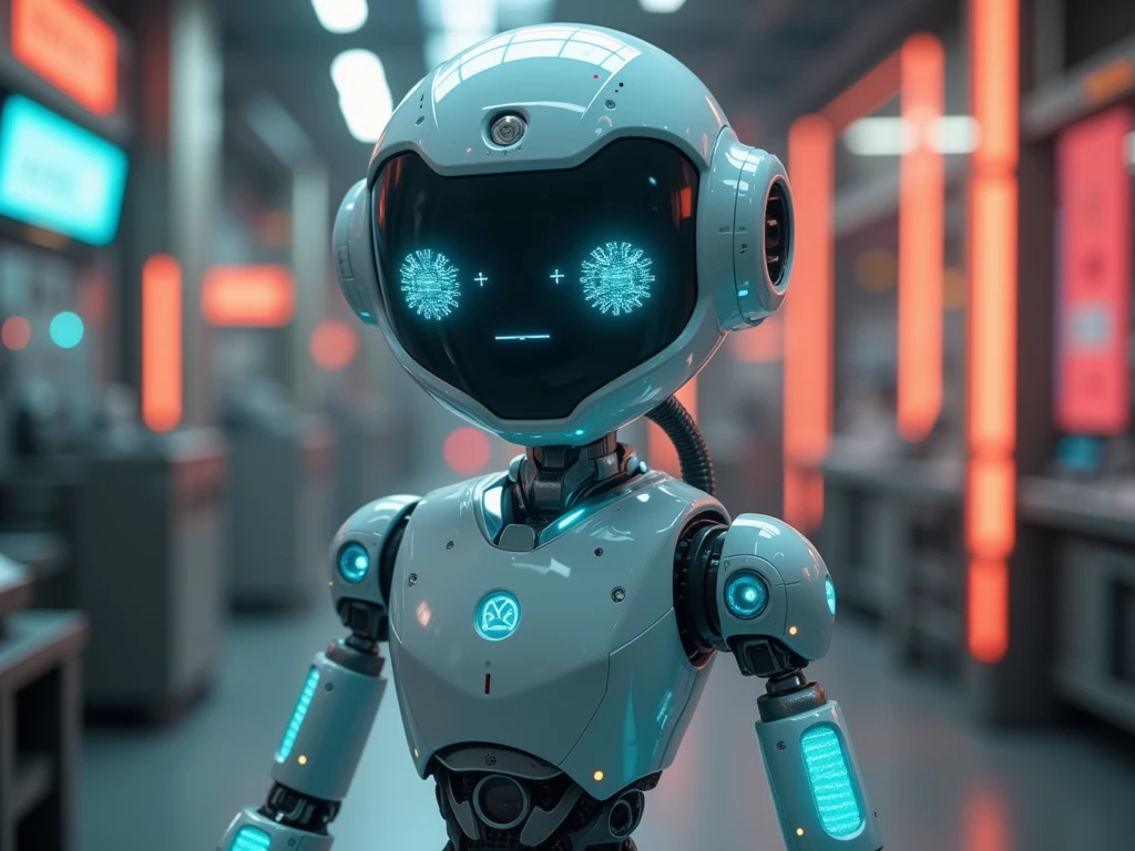 Basic humanoid robot, slim anime chibni girl astetic body, metallic ...