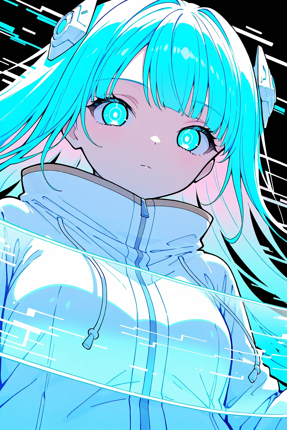 1girl,solo,somunia,Virtual youtuber,(mechanical eye:1.4),long hair ...