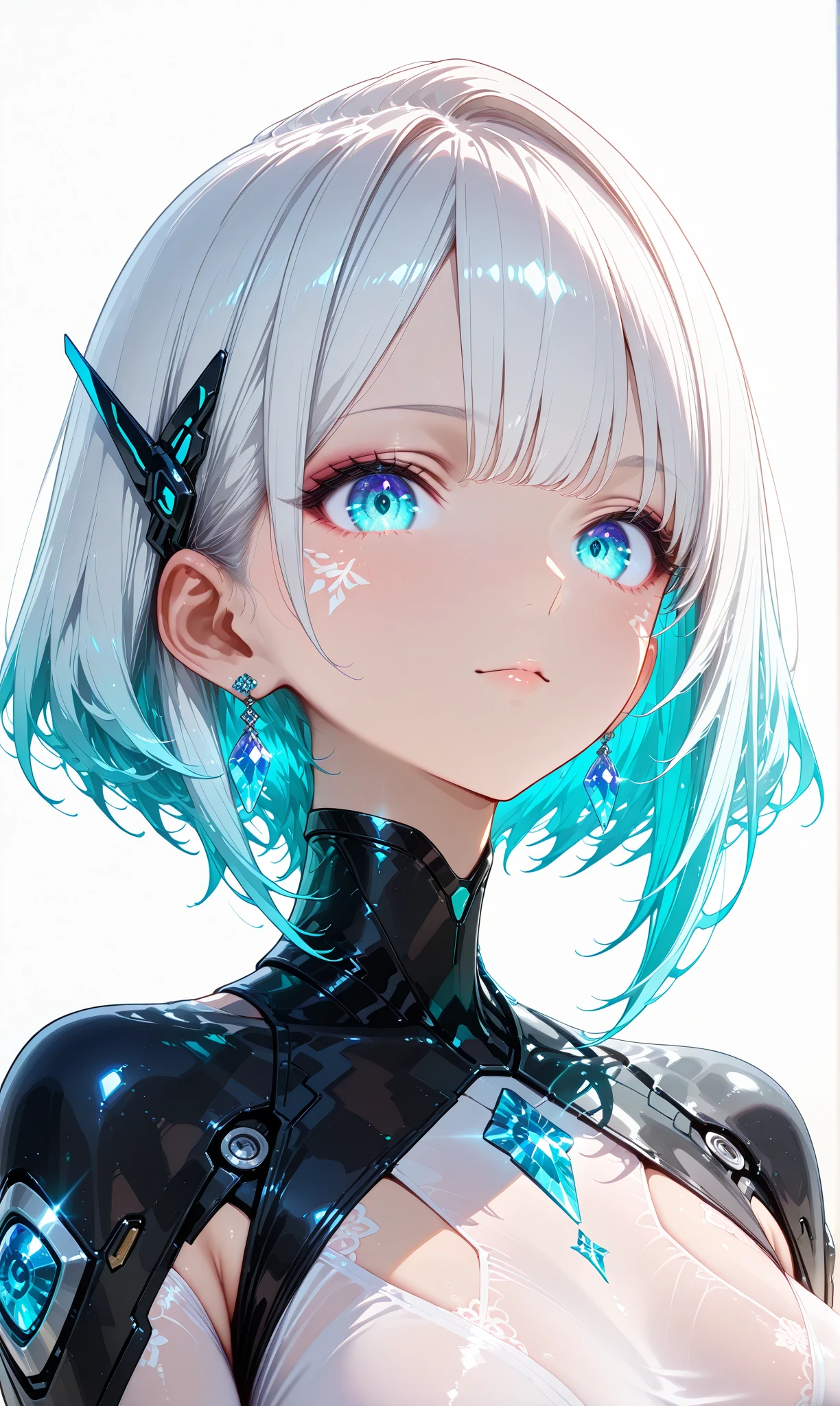 A gorgeous female android with a cybernetic eye, crystalline lens ...