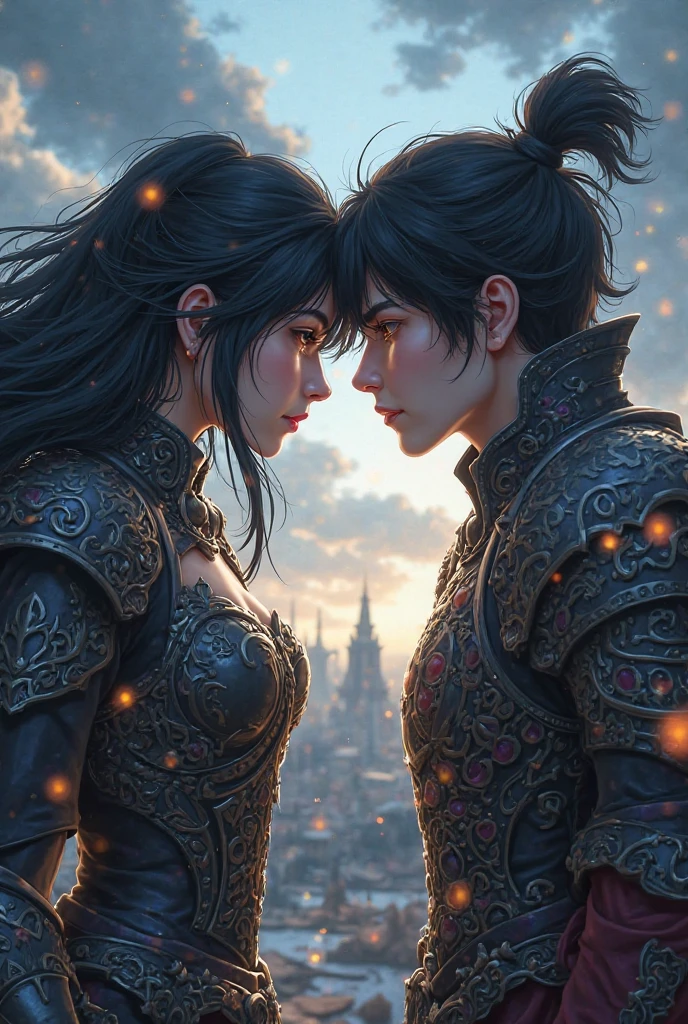 A semi-realistic anime-style fantasy battle scene featuring a ...