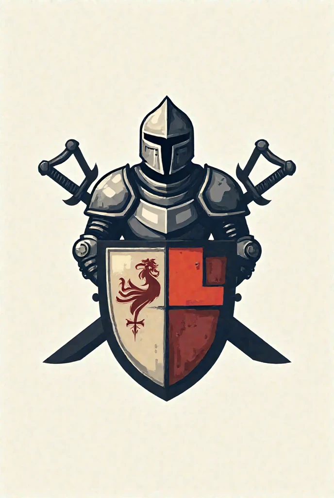 Make me a logo of knight, add the shield, swords, don't make it too ...