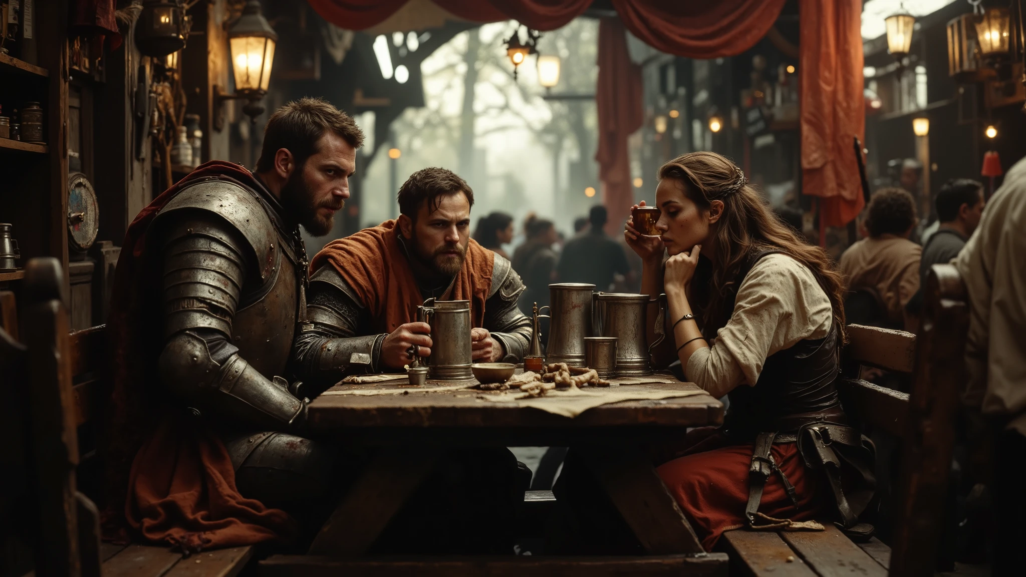 Arafed image of a man and woman sitting at a table in a restaurant ...