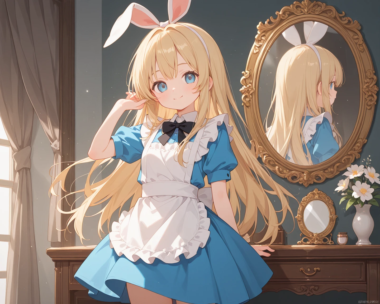 Alice in Wonderland、mirror - SeaArt AI