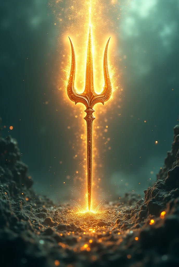 Take a picture of Poseidon's trident glowing golden - SeaArt AI