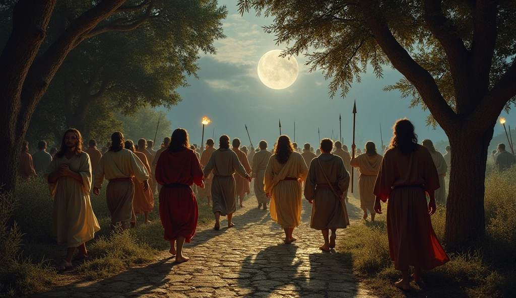 "A dramatic scene shortly after the arrest of Jesus in the Garden of ...
