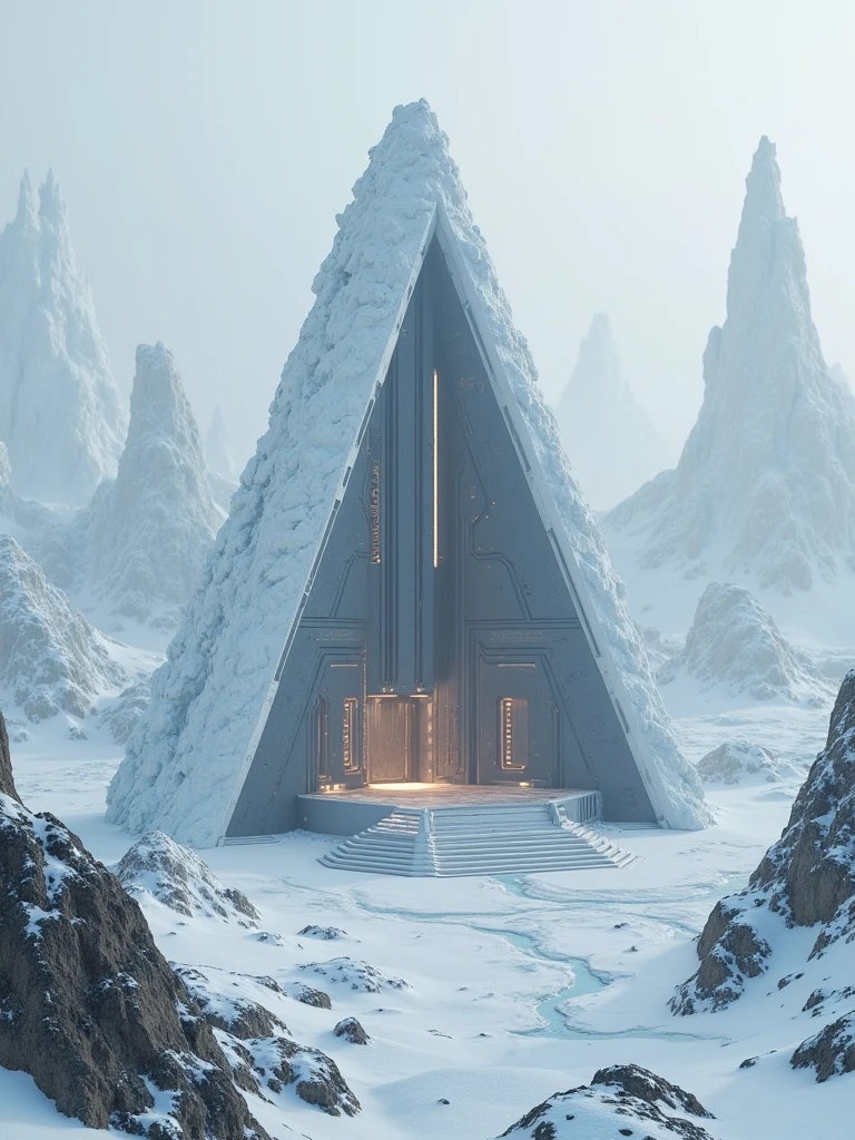 Minecraft Ice Biome: Pentagon cyberpunk base among tiny ice mountains ...