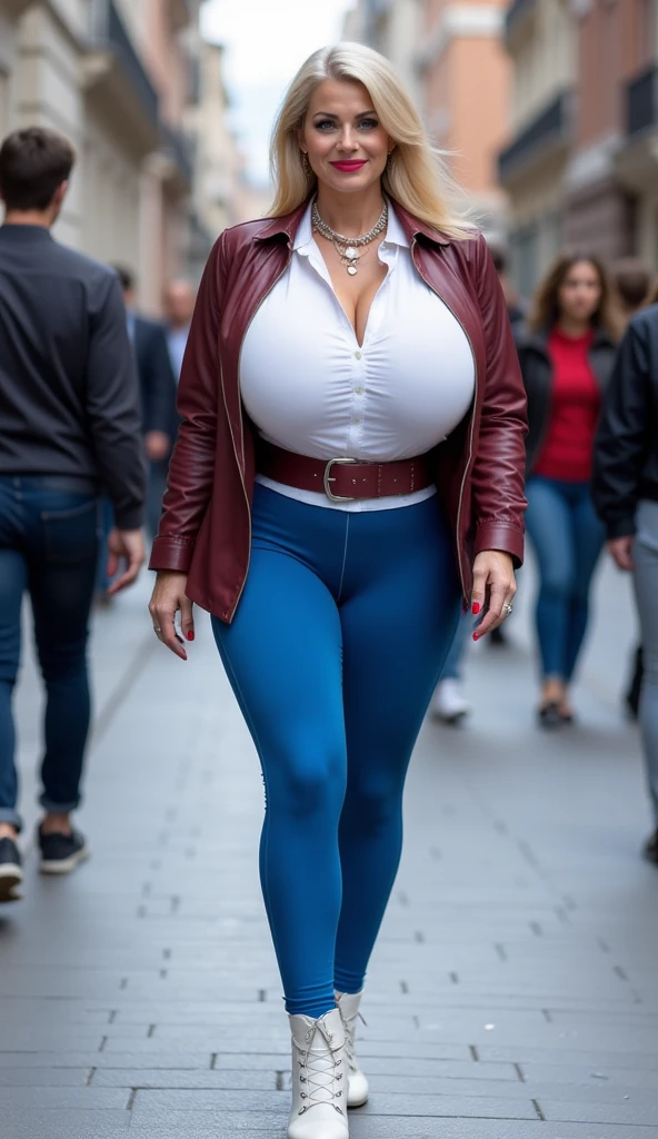 15cm high heels. Full body shot from back of a 65-year-old Russian ...