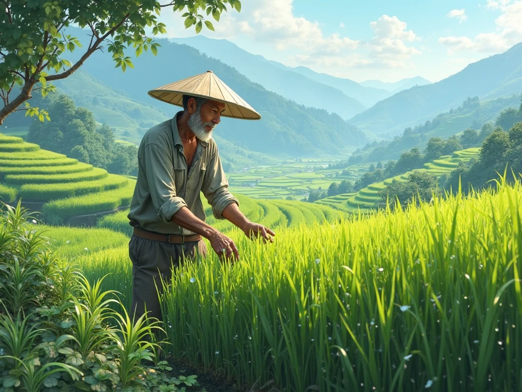 Farmer growing rice - SeaArt AI
