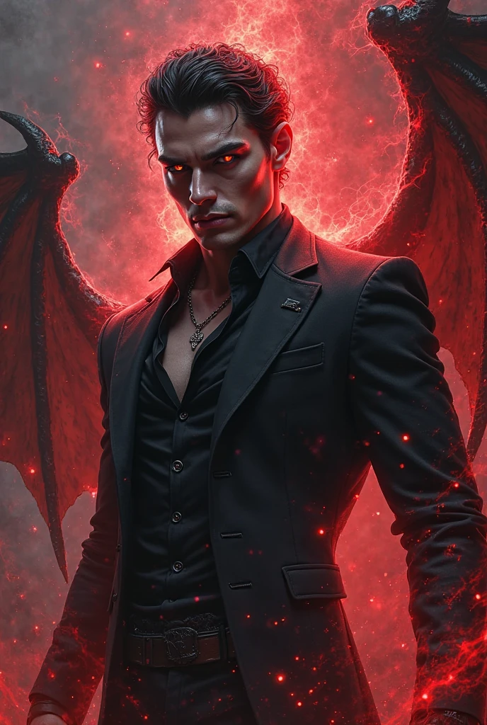 Devil handsome, red black aura, badass - SeaArt AI