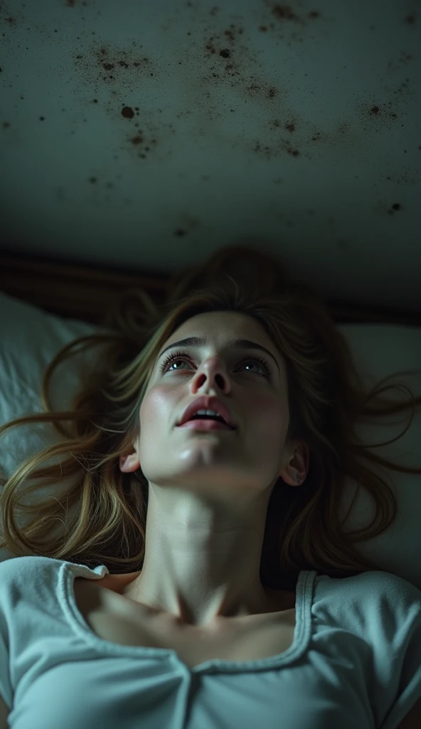 Movement above her: The ceiling seems to sag slightly at certain points ...