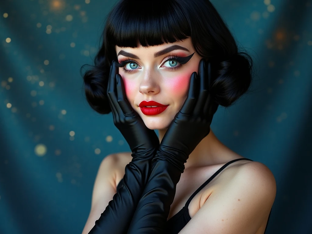 Portrait of a young Welsh woman. light blue eyes. heart shaped face ...
