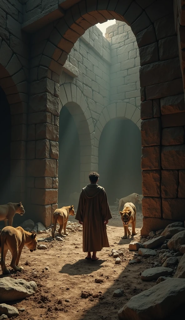 "A first-person view of Daniel being pushed into Lions' den. The ...