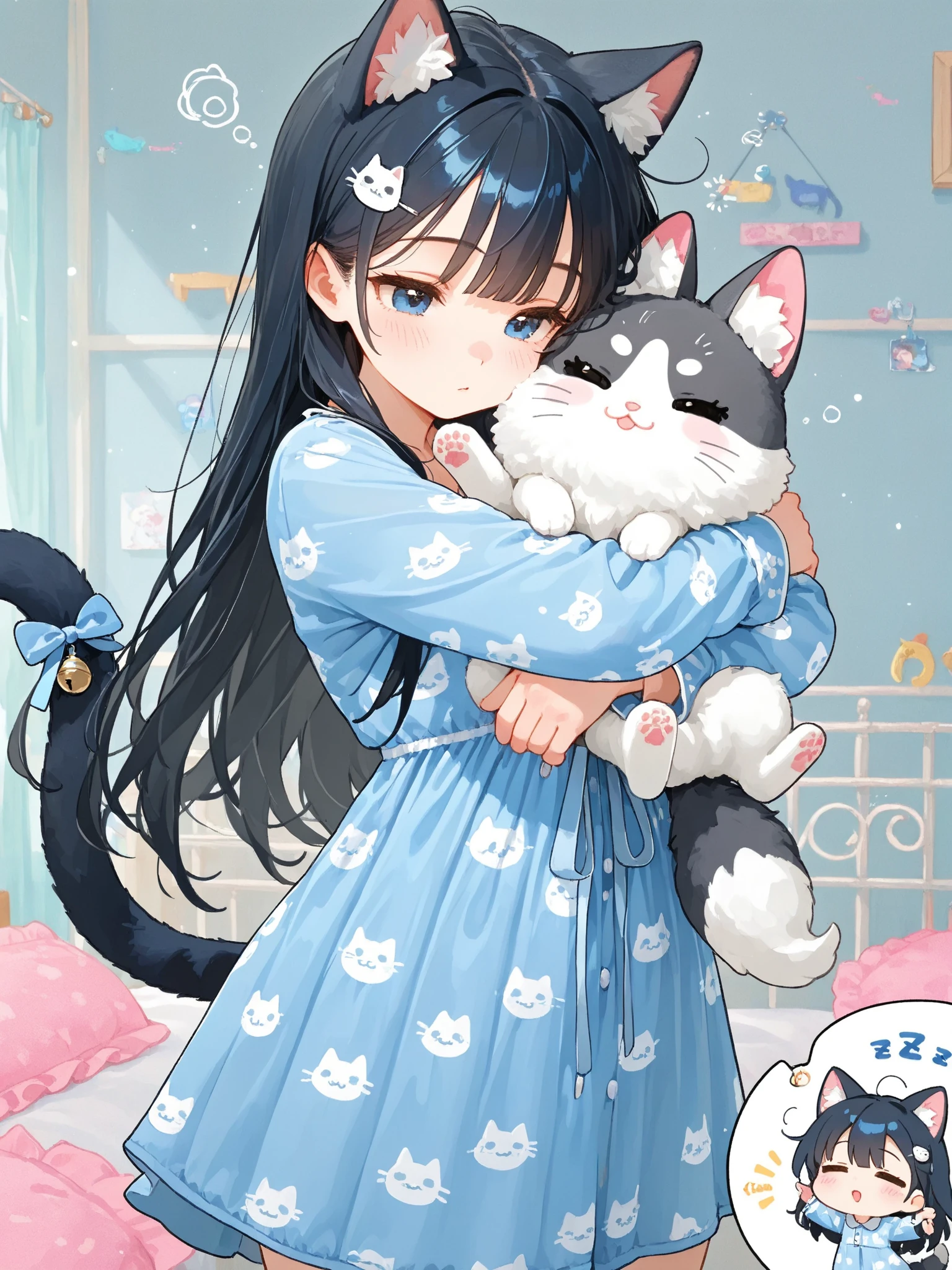 Masterpiece,best quality,high detail,chibi,cute, a drawing of Sleepy ...