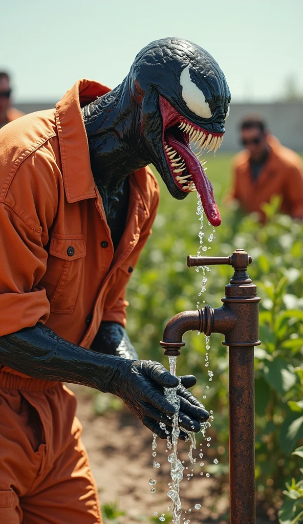 "Completely desperate after eating a hot pepper, Venom bends over a ...