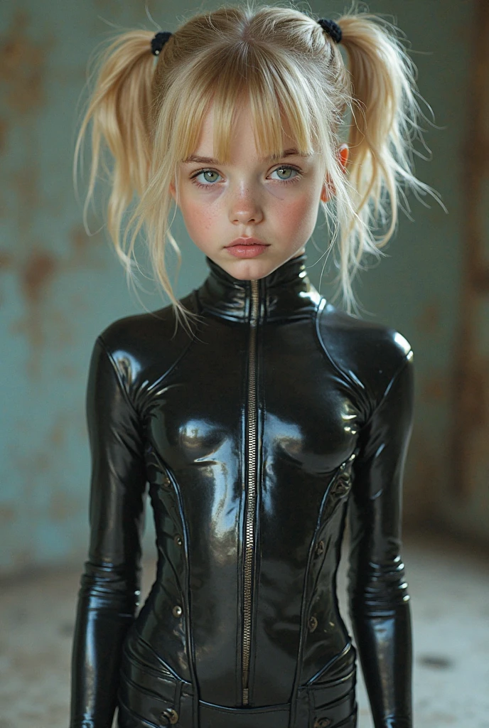 Young blonde girl, pigtails, latex suit , PVC boots - SeaArt AI