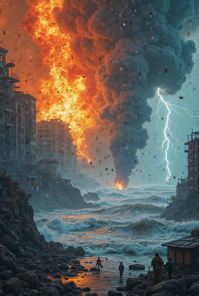 "A high-intensity cinematic montage of natural disasters: earthquakes ...