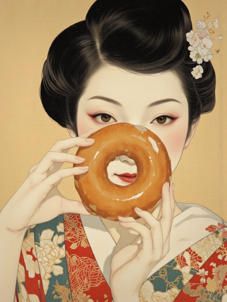 By Matsumoto Taiyo. headshot, closeup shot, A beautiful geisha in a ...