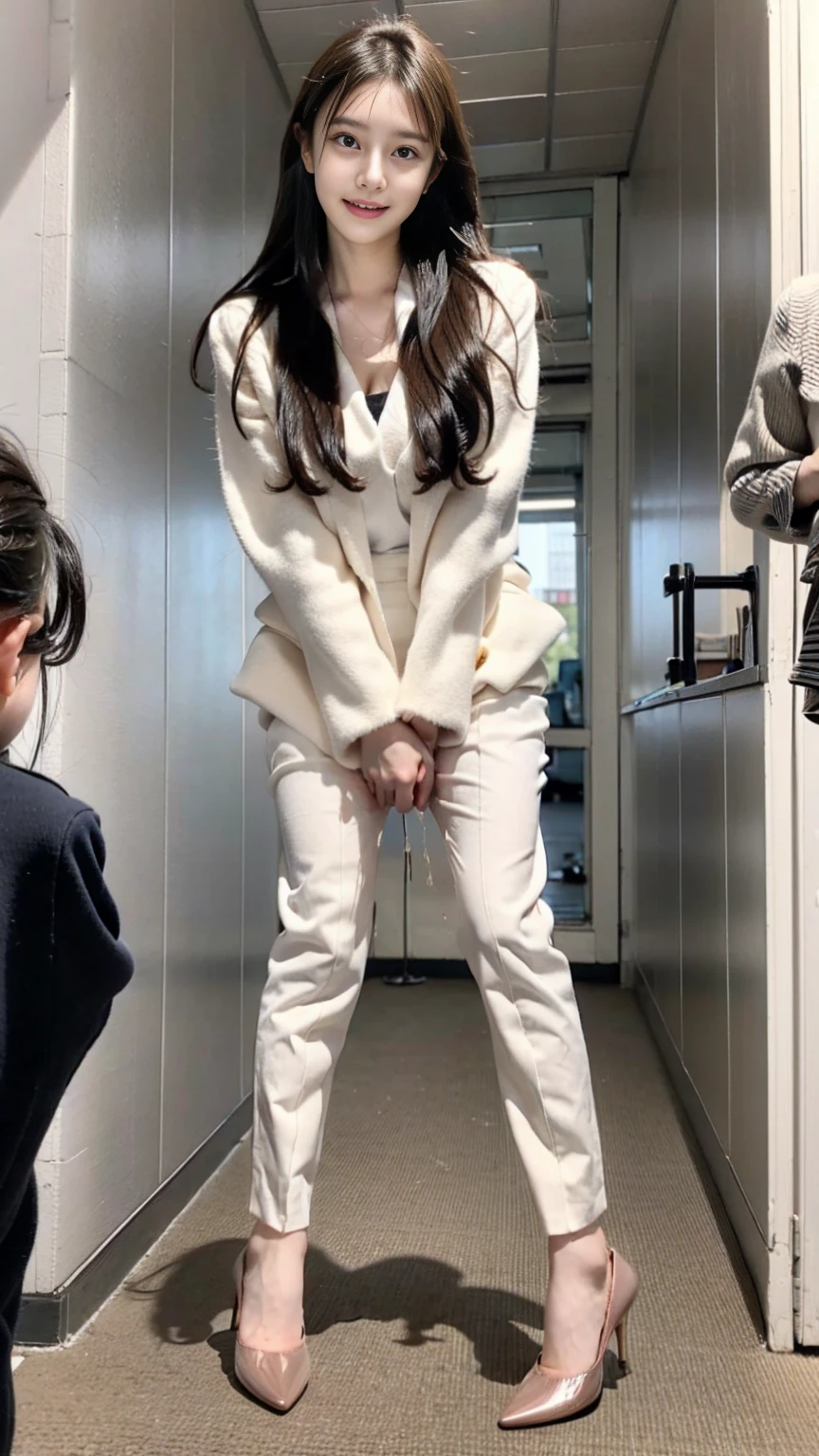 female teacher pees during group photo shoot、incontinence、pee ...