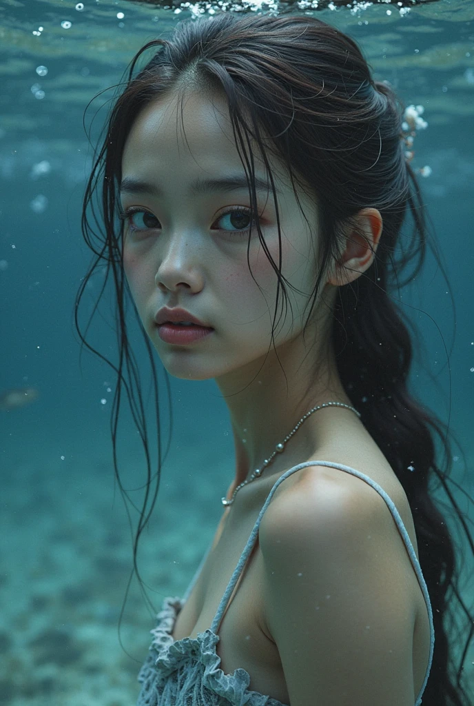 A girl have shark body and her face is beautiful. Emphasise on the ...