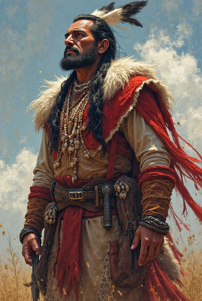 Sioux Indian chief Red Cloud, thinking and watching something - SeaArt AI