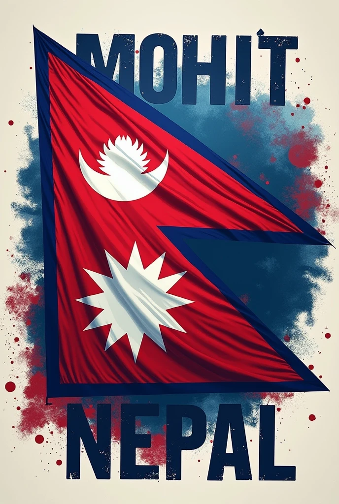 Create a Flag with An eye catching Font that has the text "Mohit Nepal ...