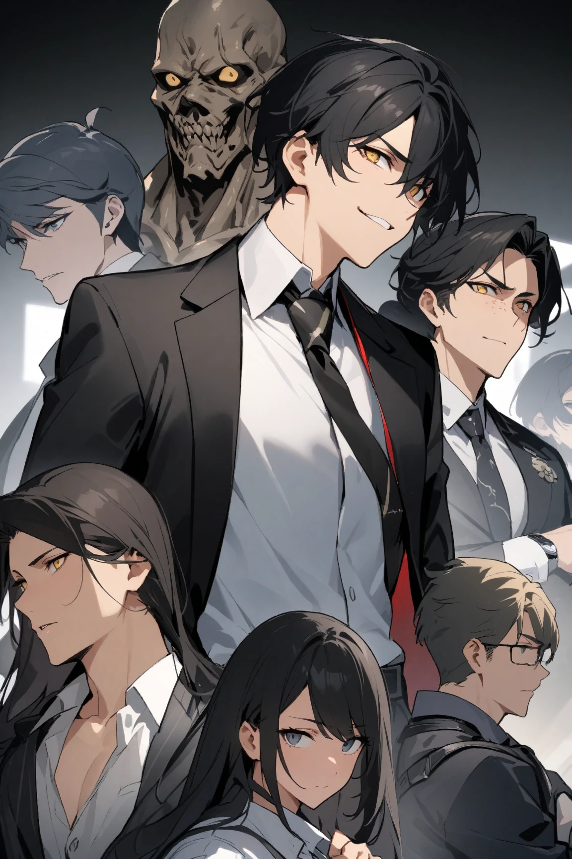 male、28 years old、golden eyes、 black hair、half up with cow gi - SeaArt AI