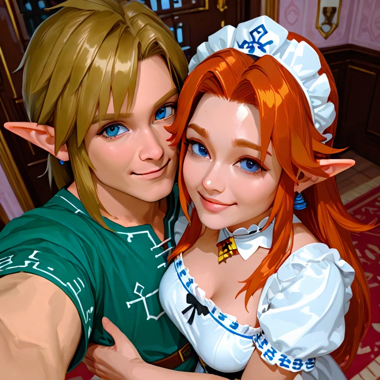 Link y Adult Malon, in a mansion,, , medium breasts, maid dresses ...
