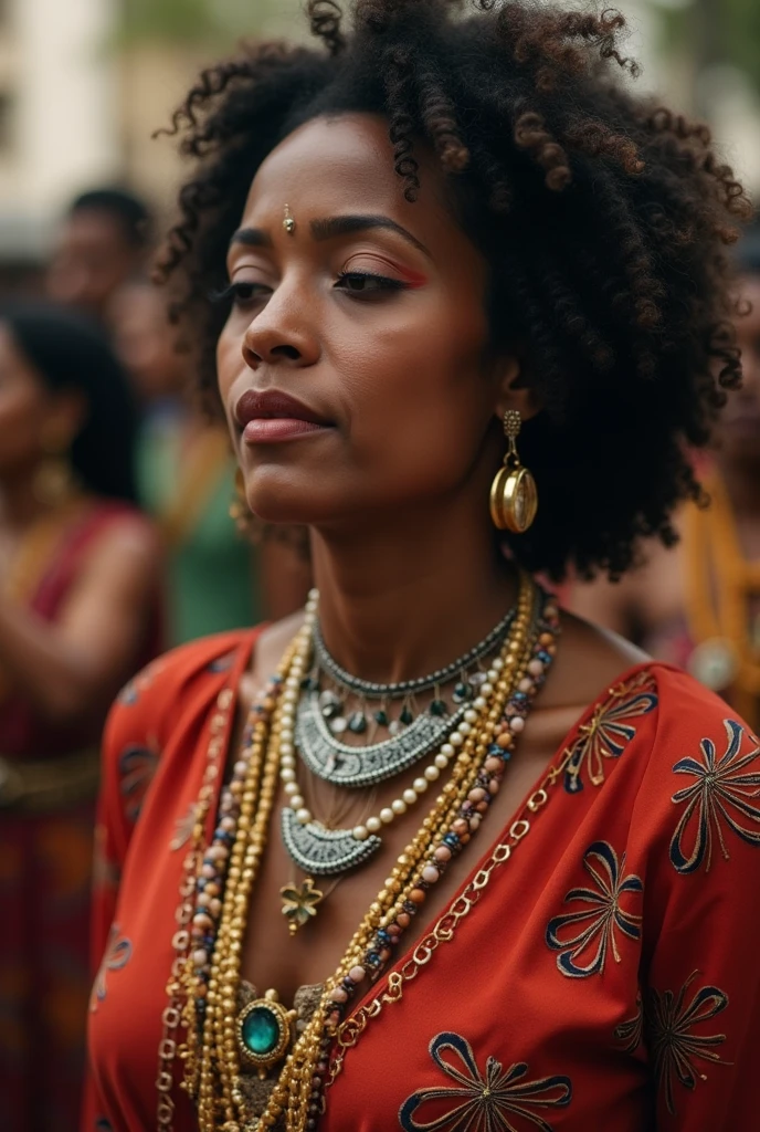 A Brazilian woman in an exuberant Macumba, center wears traditional ...