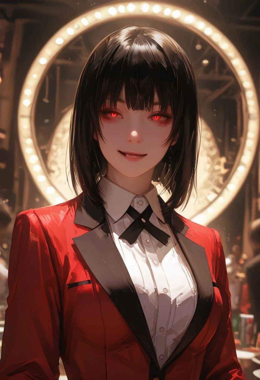 A hyper-realistic digital portrait of Yumeko Jabami from Kakegurui ...