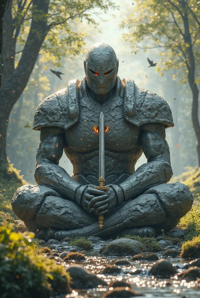 *"A giant golem made of gray stone, with a rustic and natural texture ...