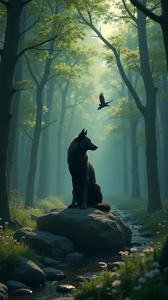 Realism, high quality, Black she-wolf in the spring forest 0 - SeaArt AI