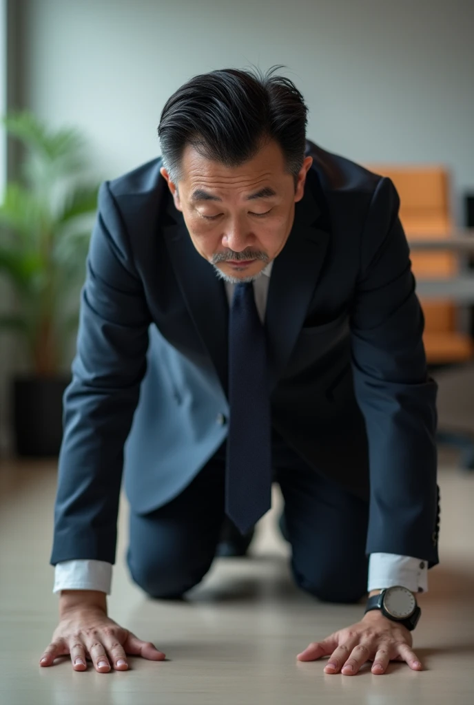 A short-bearded middle-aged Chinese man in a suit，Chinese short - SeaArt AI
