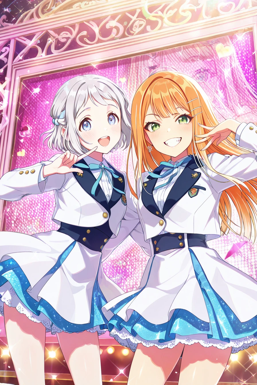 Detailed background, shiny skin, posing, heart, bloom, glitter - SeaArt AI