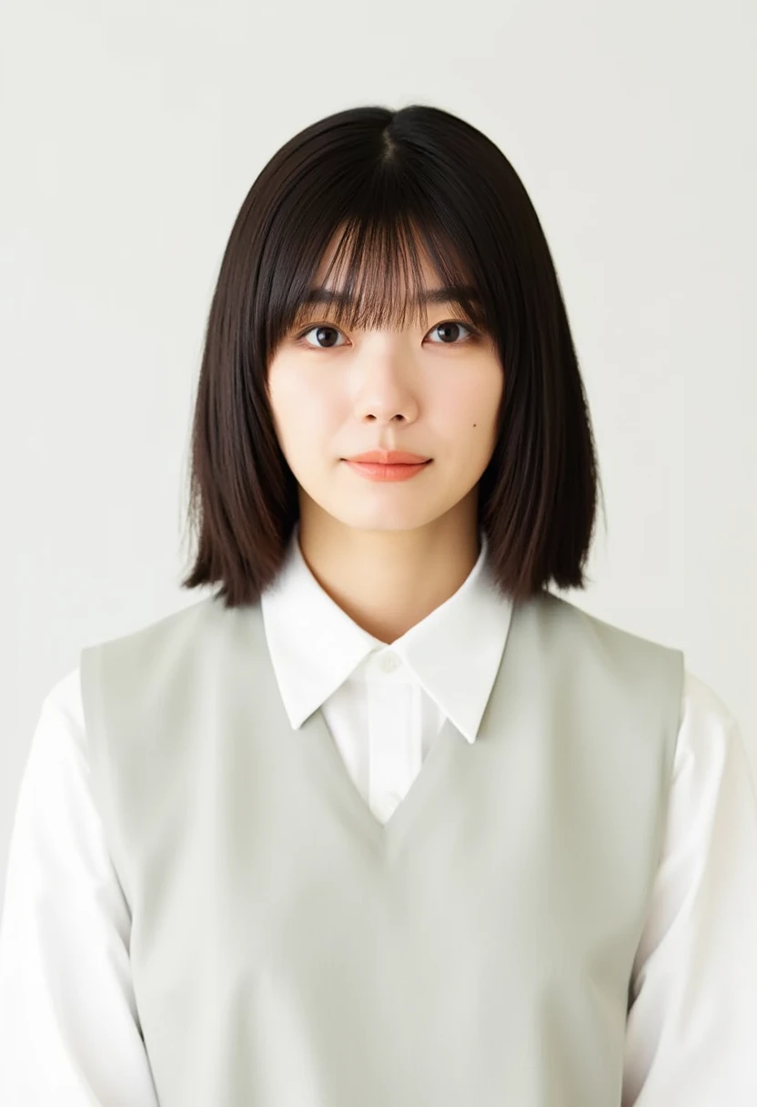 Karin, The image depicts a young woman with a calm and composed ...