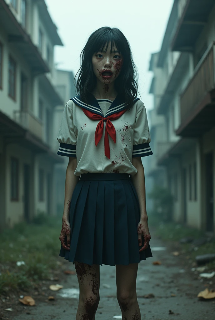 Draw a Japanese female student zombie - SeaArt AI