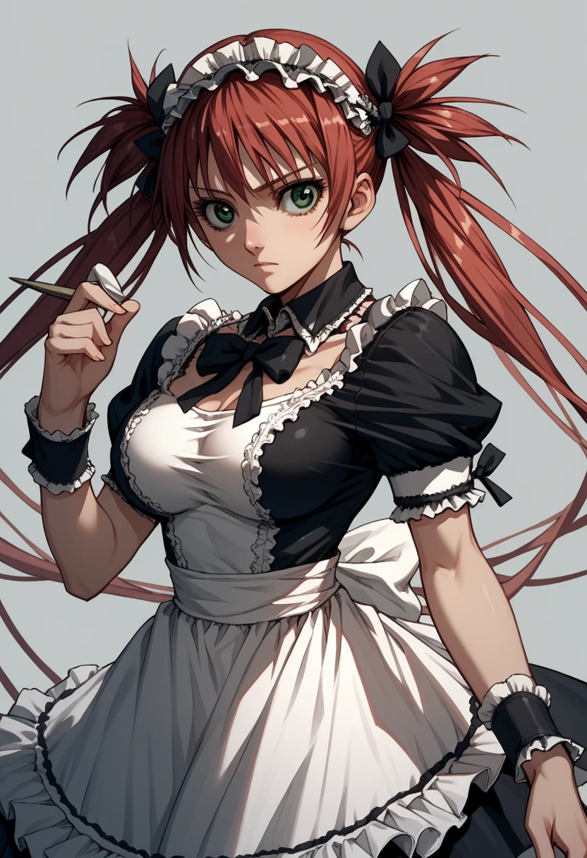 Ari_(Queens Blade), long hair, twintails, red hair, green eyes - SeaArt AI