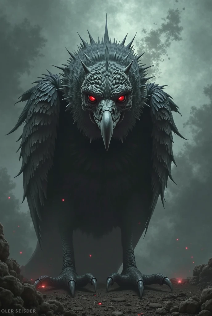 Scary vulture, Red-eyed and wide-winged sinister - SeaArt AI