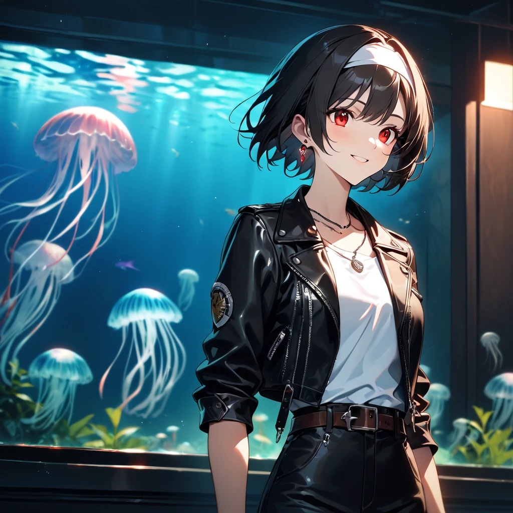 1 Japanese girl ,(big eyes:1.0),red eyes,black hair,short hair - SeaArt AI